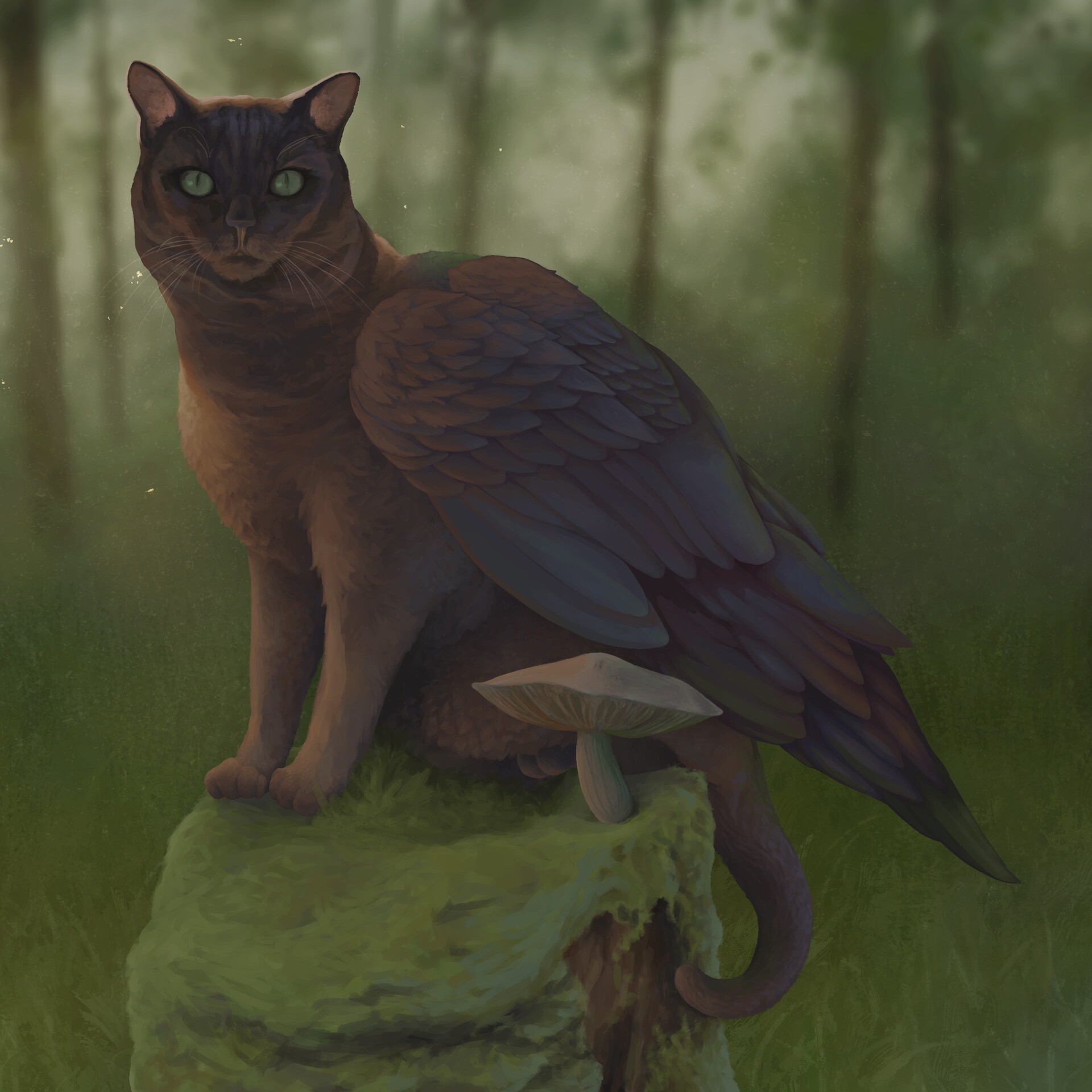 ArtStation - Winged cat creature illustration