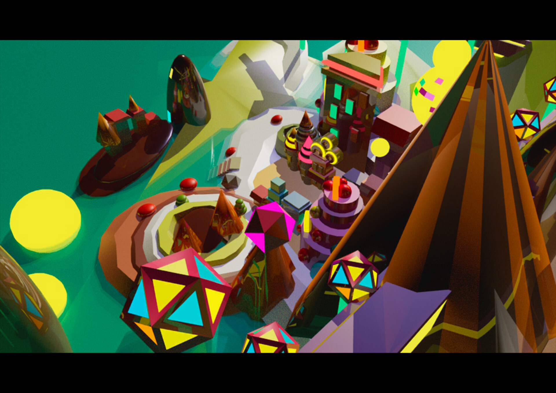 ArtStation - Concept art of a candy city_2d image and preliminary imodels