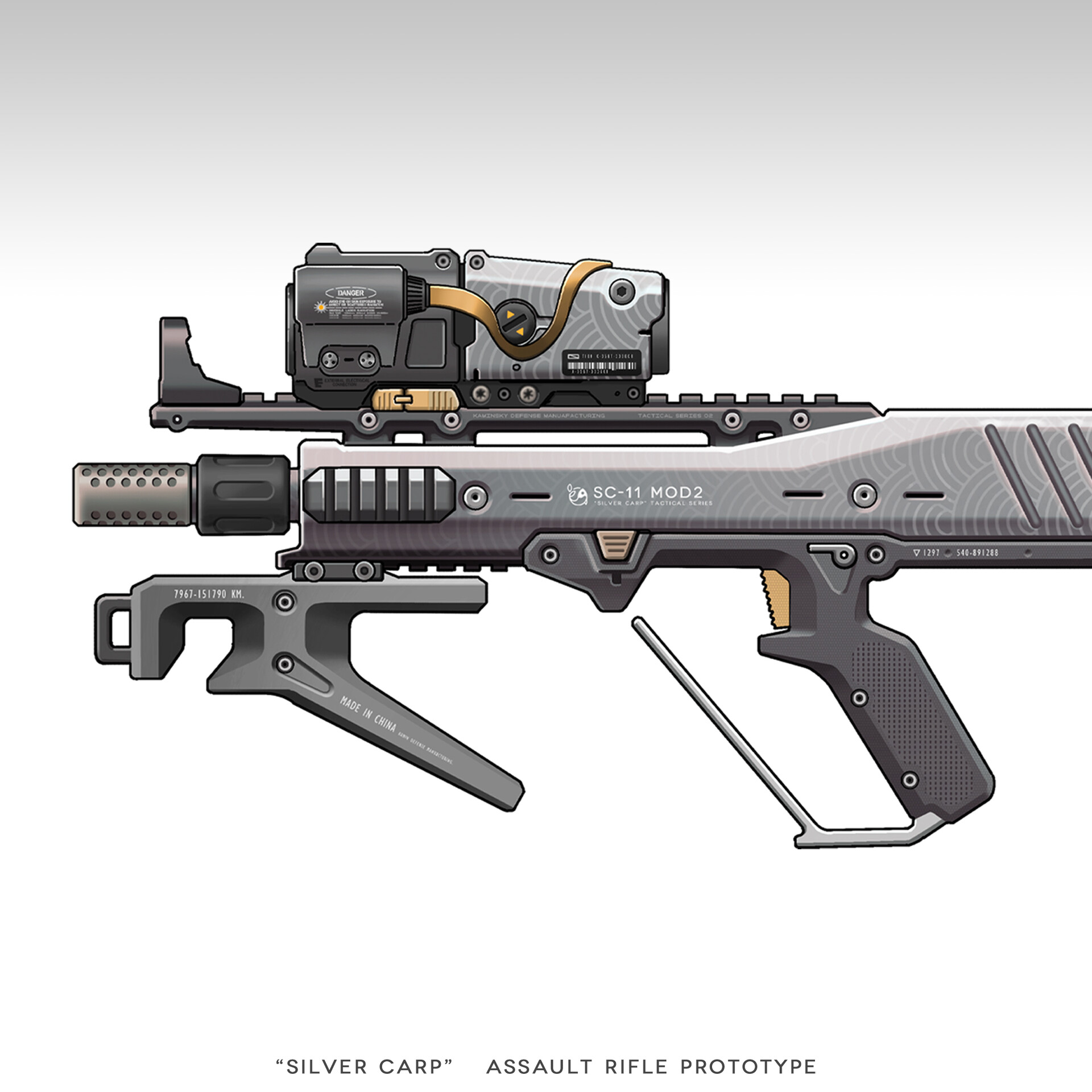 ArtStation - “SILVER CARP” assault rifle sketch