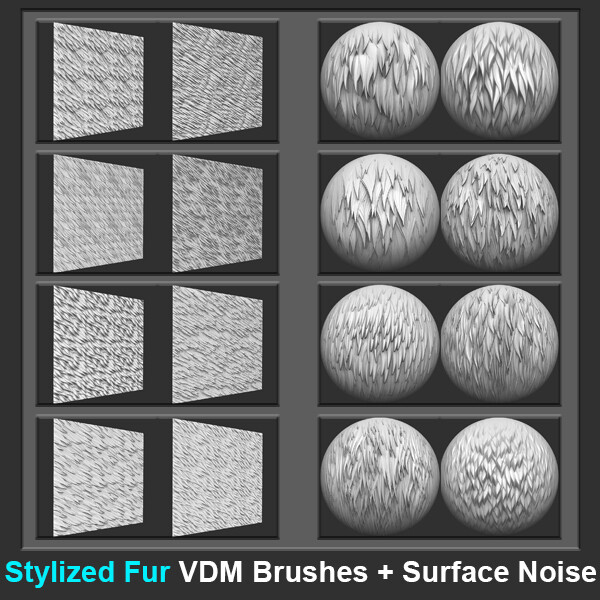 ArtStation - Stylized Fur VDM Brushes + Surface Noise