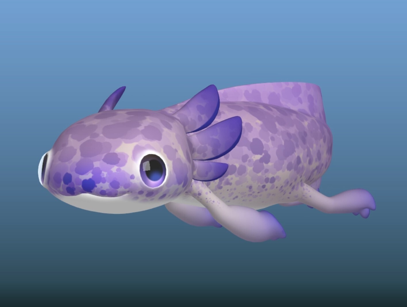 ArtStation - Swimming axolotl