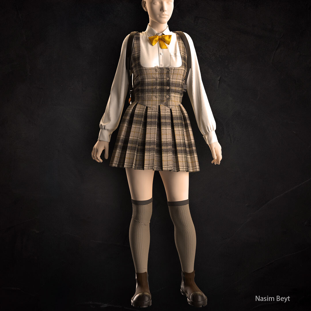 ArtStation - SCHOOL UNIFORM with BAG & SHOES PACK with TEXTURES (VOL.02 ...