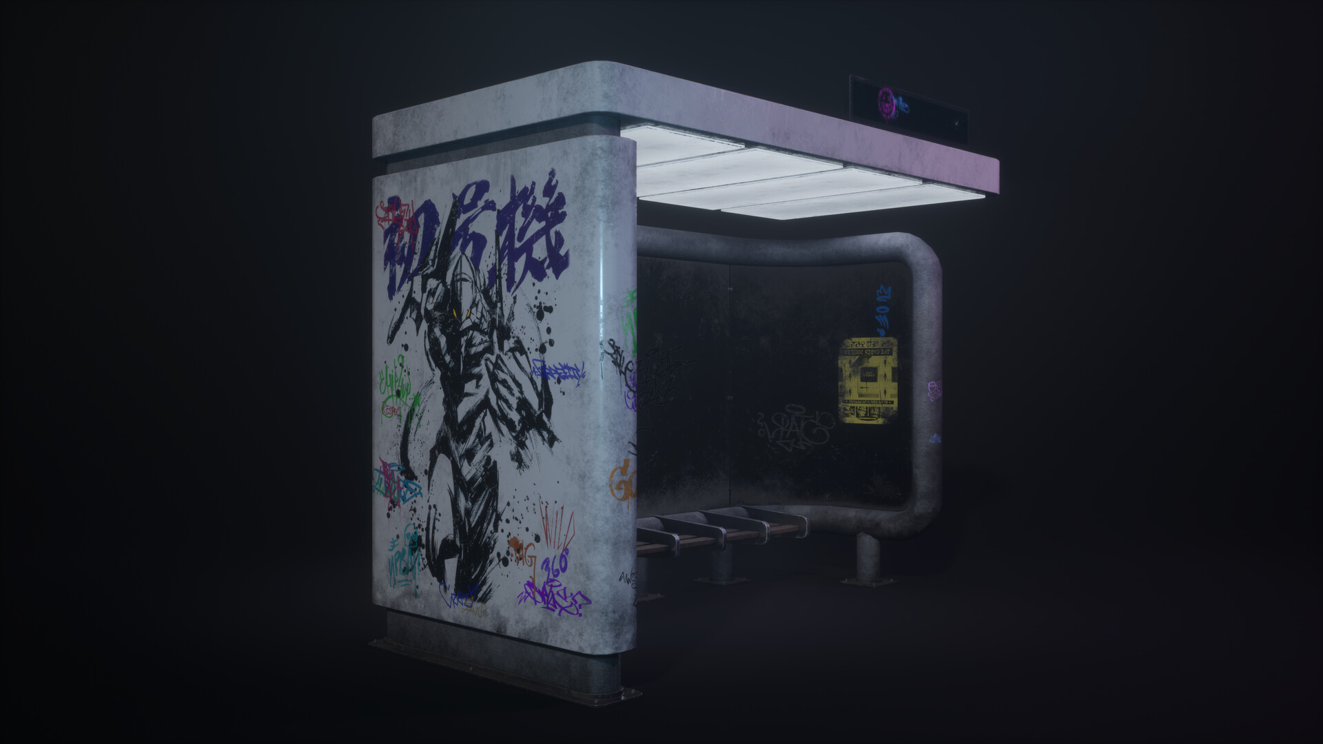 ArtStation - Cyberpunk Bus Station - Game ready model