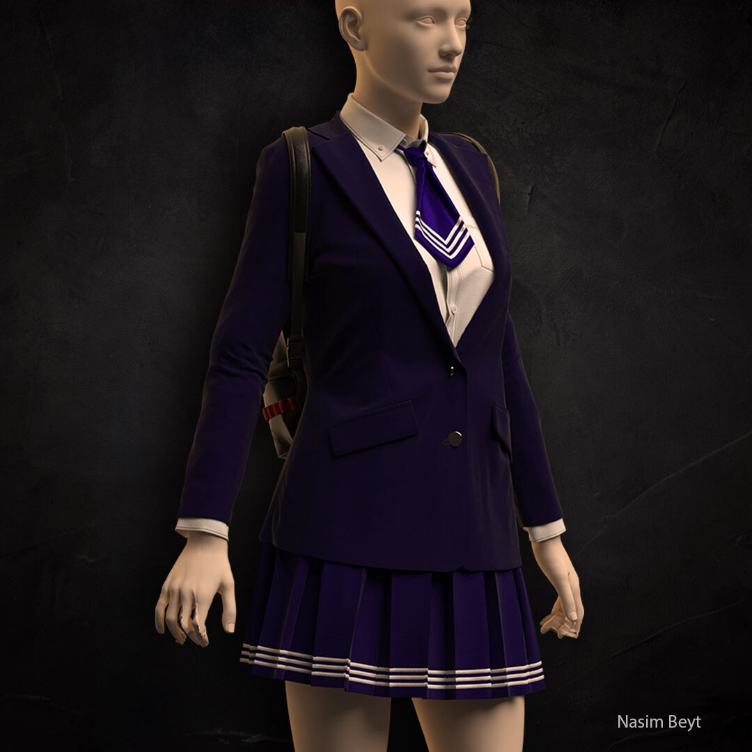 ArtStation - SCHOOL UNIFORM with BAG & SHOES PACK with TEXTURES (VOL.04 ...