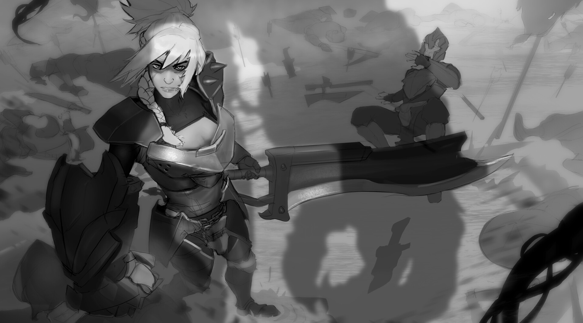 ArtStation - Noxus Riven Fan Skin and splash art WIP