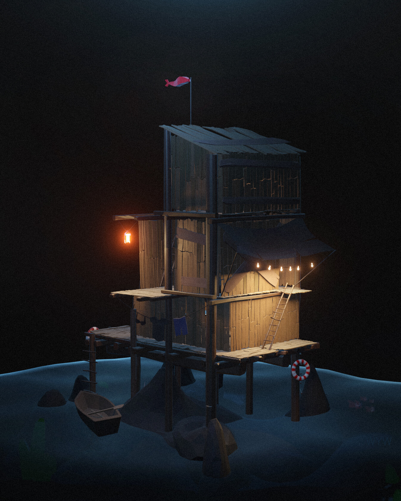 ArtStation - Sea Shack Day and Night