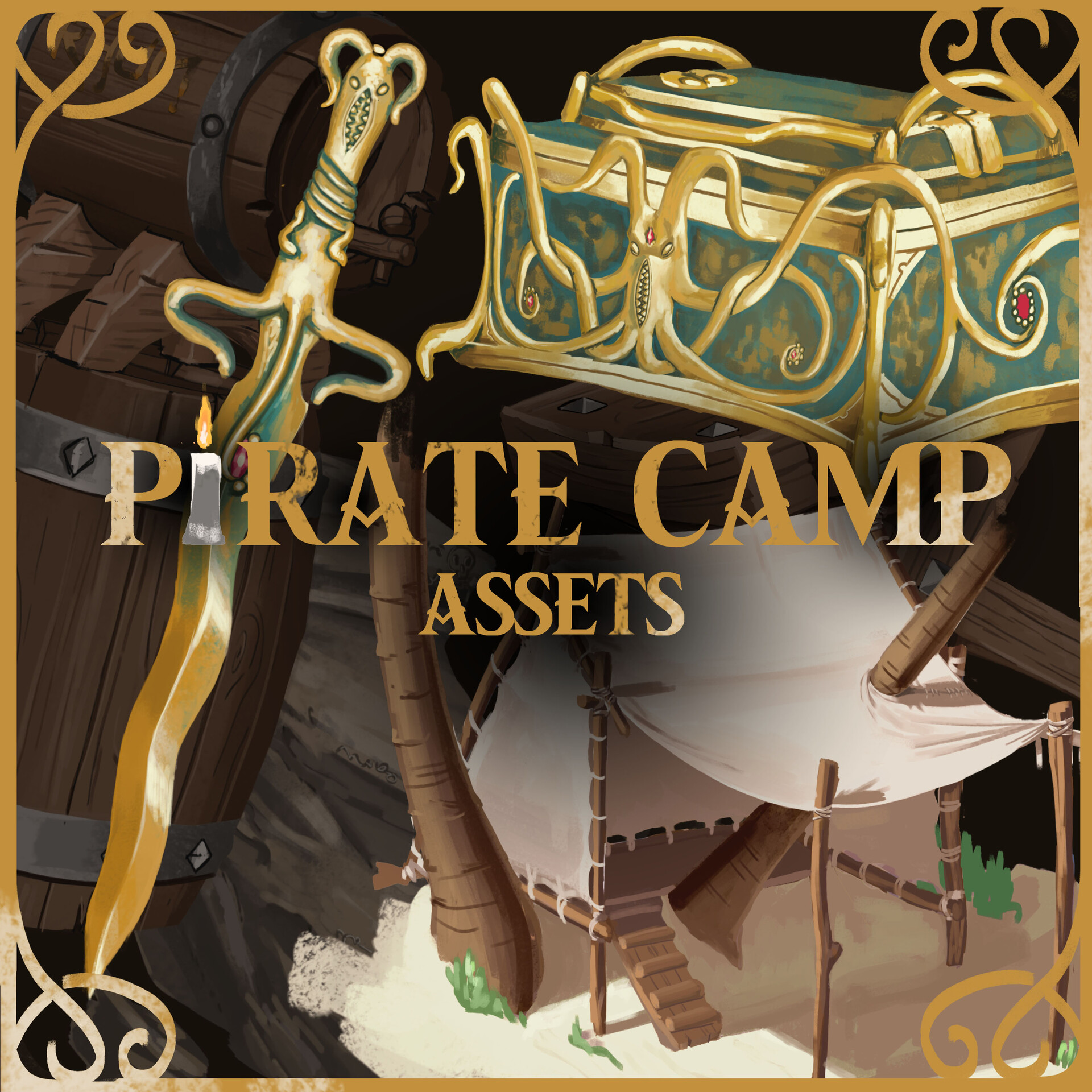 ArtStation - Pirate Camp- cartoon assets 2D