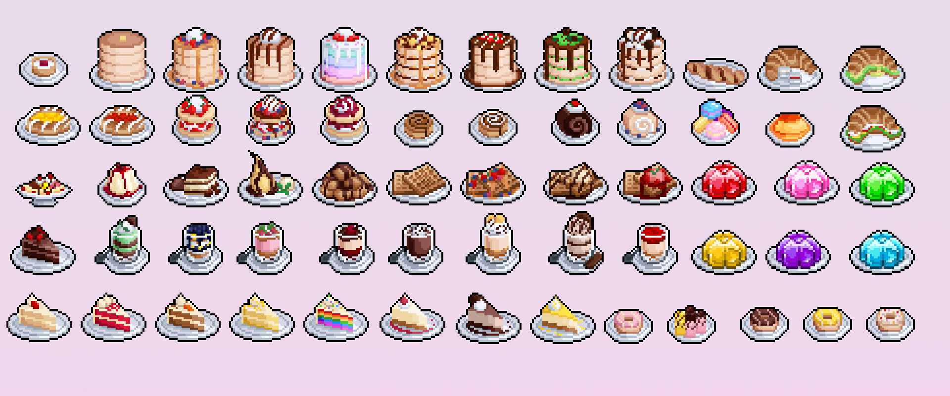 ArtStation - Set of dessert themed pixel icons