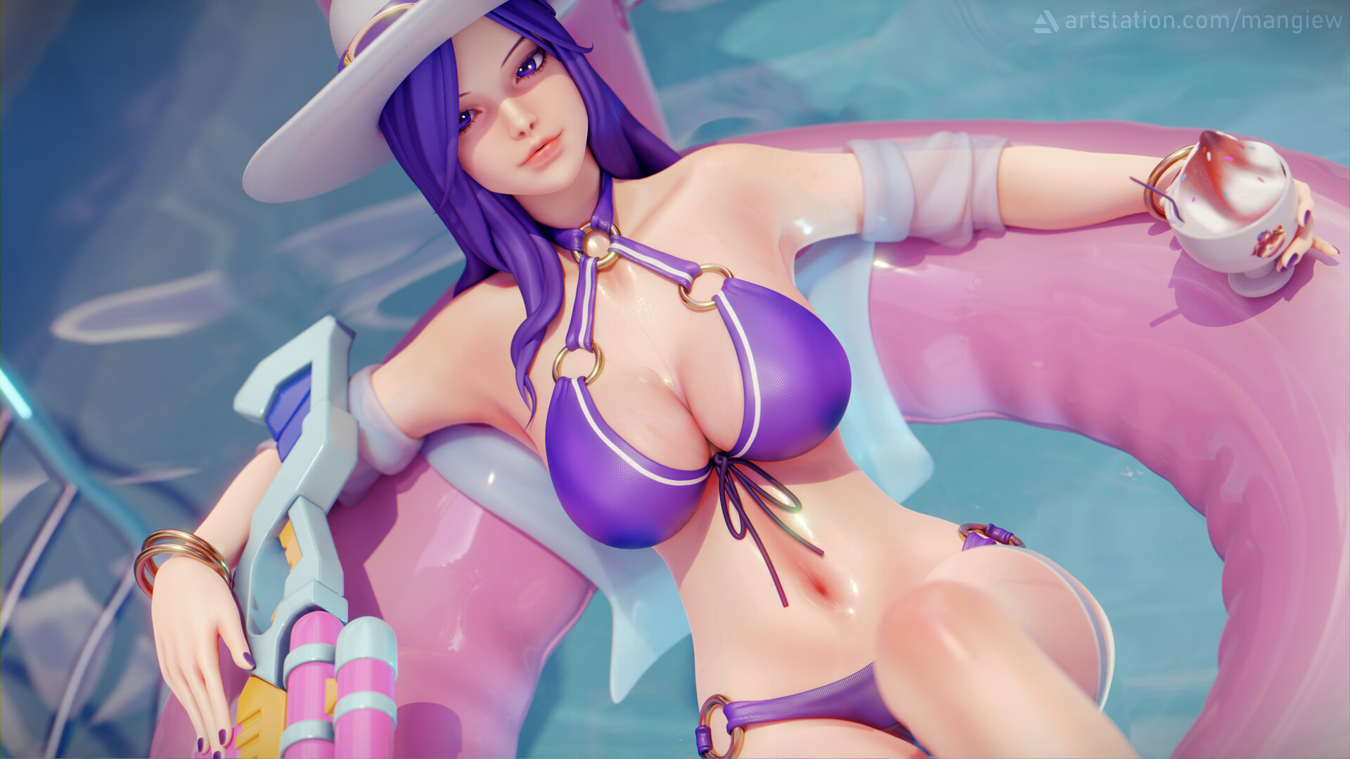 ArtStation - Pool Party Caitlyn - League of Legends Fanart