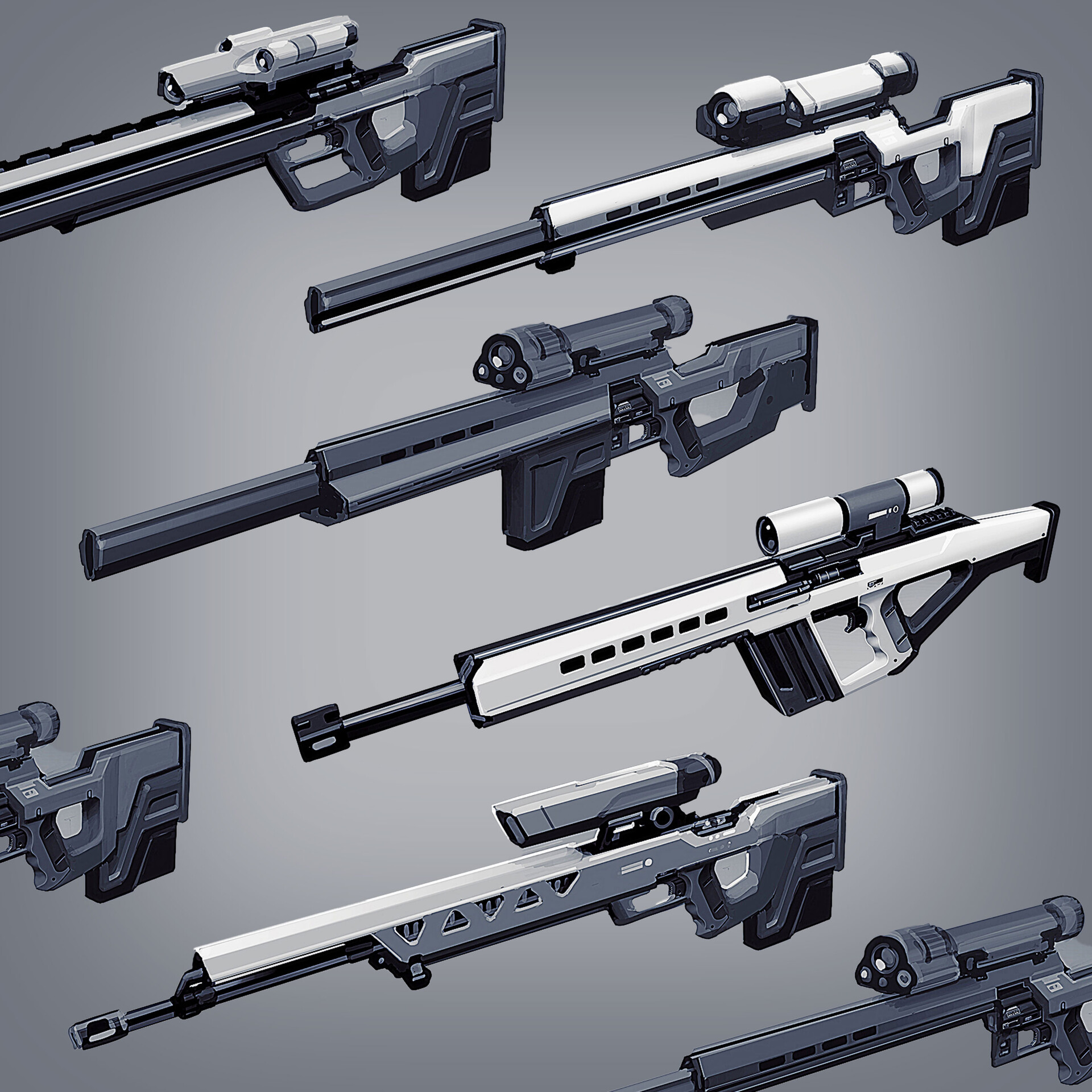 ArtStation - Sniper Rifles & Triple-Fire Shotguns - concept art