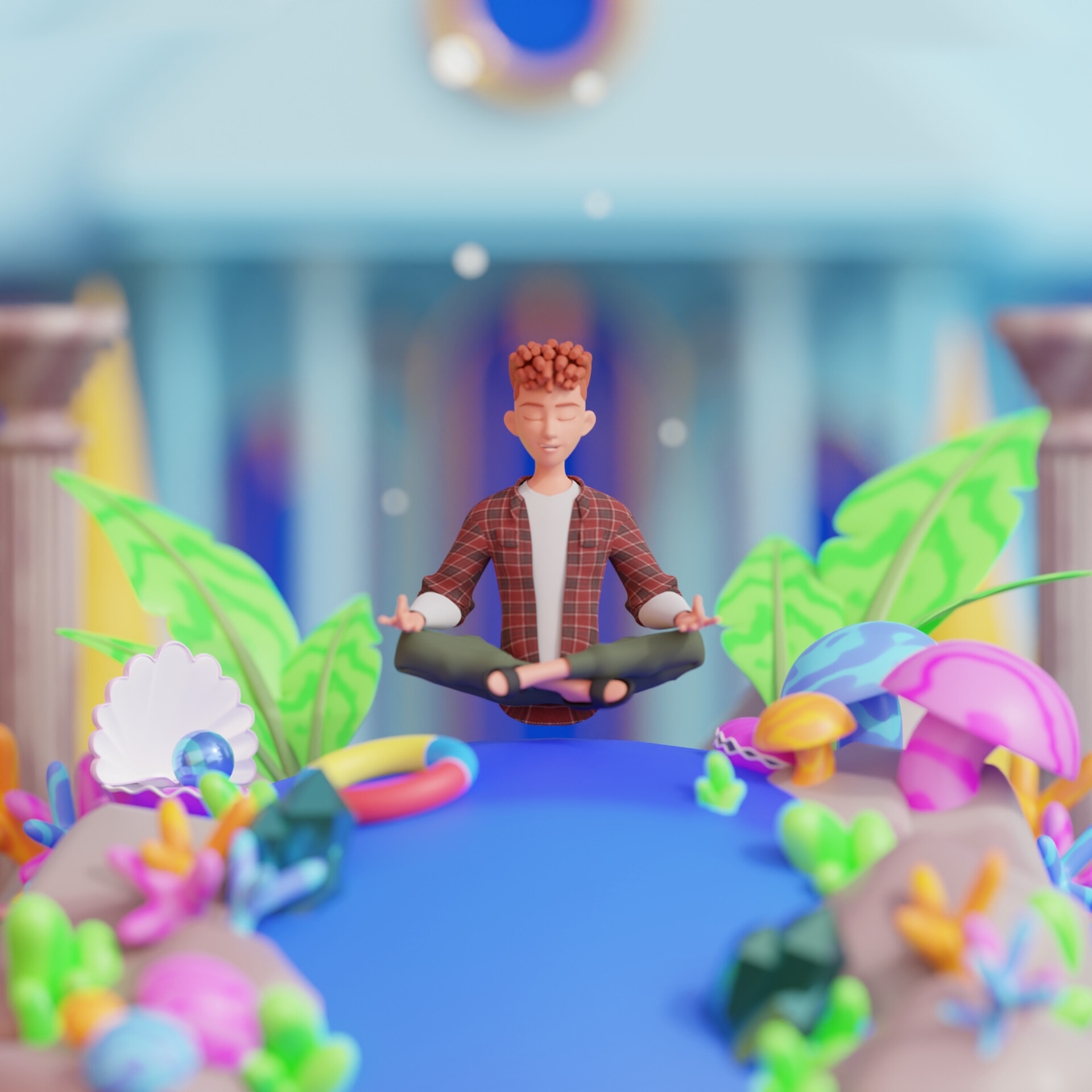 ArtStation - 3D Illustration with Meditation Pose Character