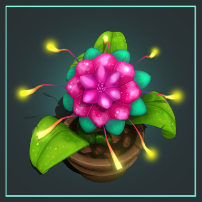 ArtStation - Stylized Flower in Pot