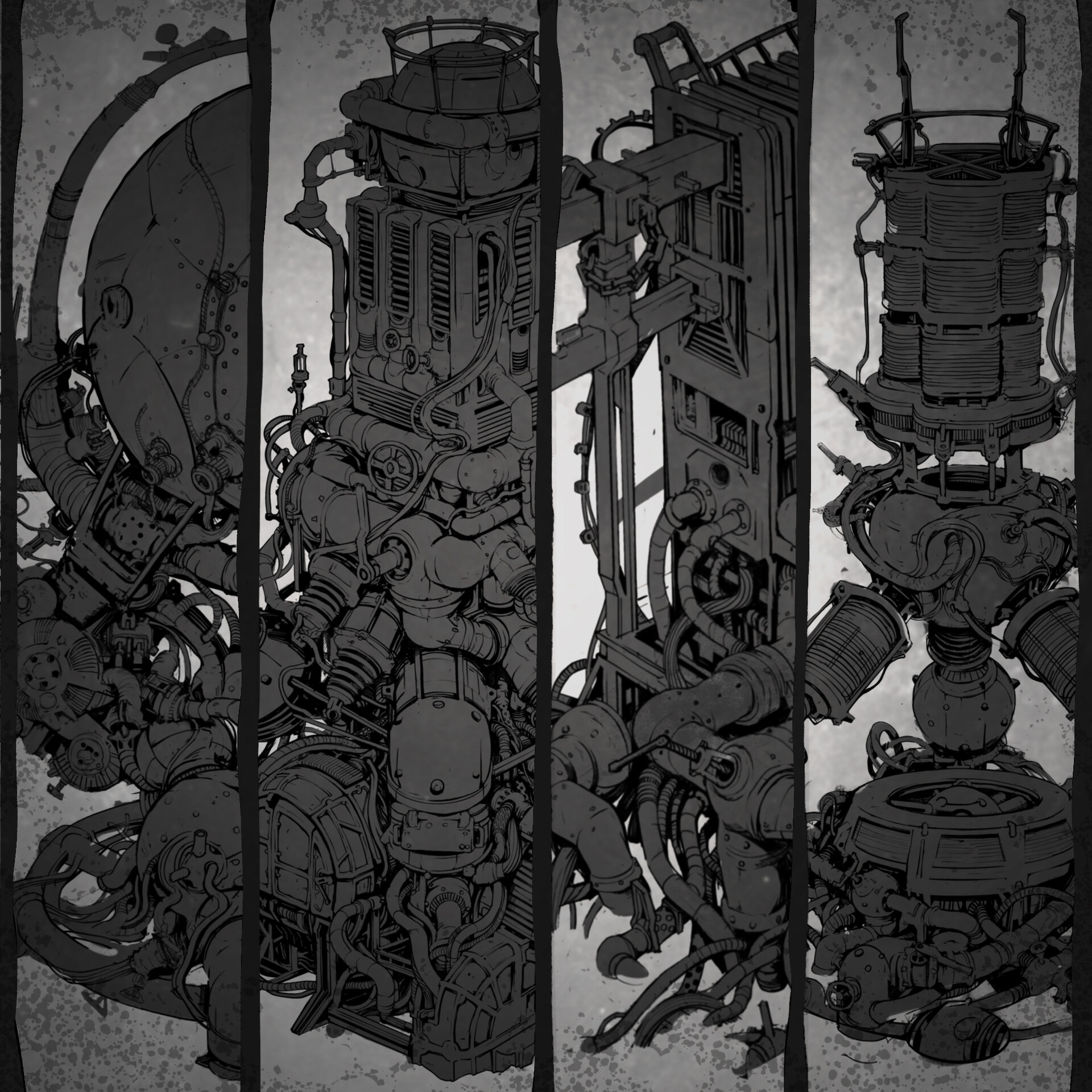 ArtStation - Concepts of a steam engine with electric transformers.