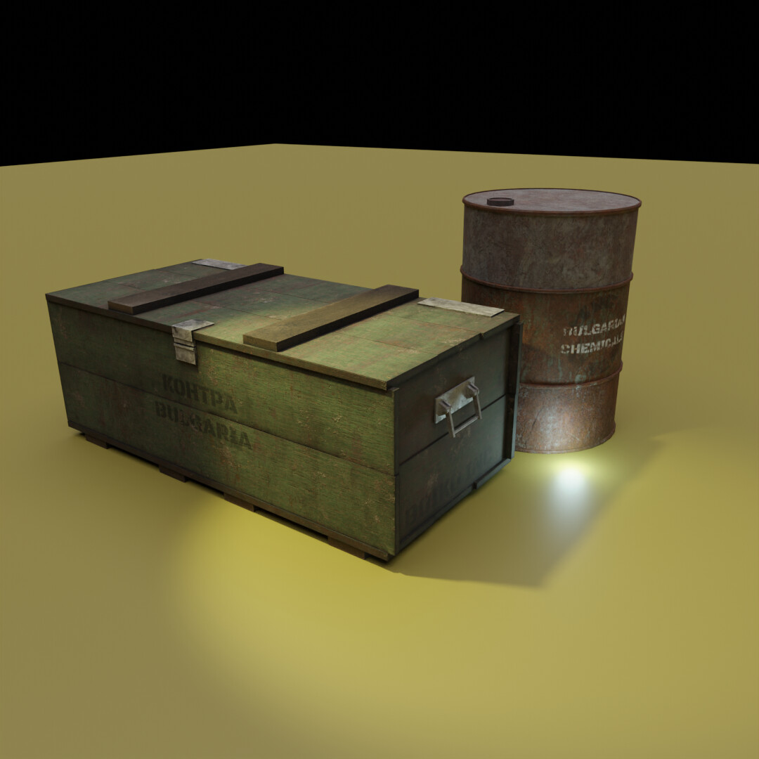 ArtStation - Military Crate and Barrel