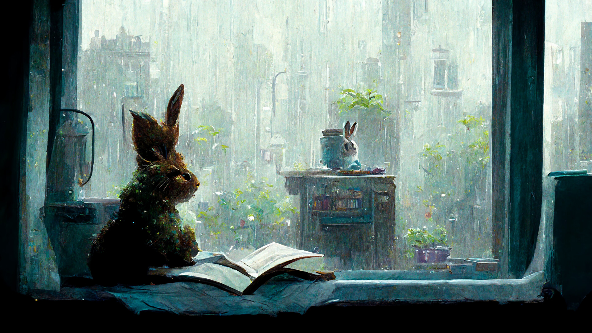 ArtStation - A rabbit in Rainy Day.