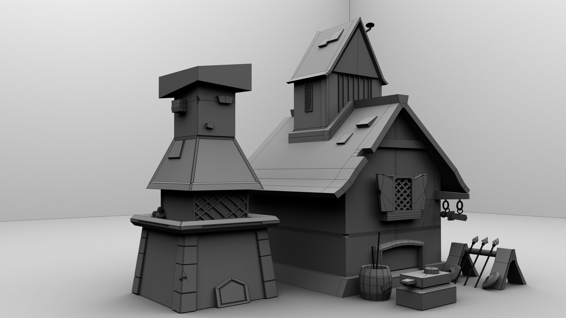 ArtStation - 3D Fantasy HOUSE Modelling