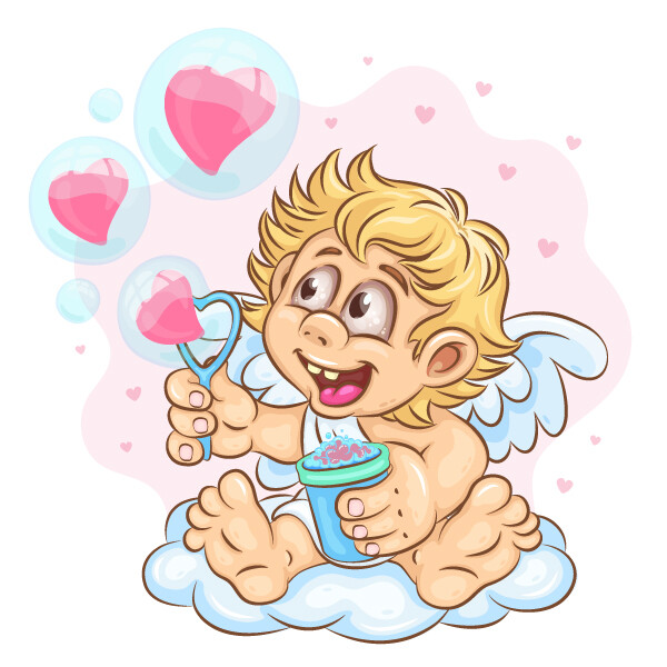 ArtStation - Cartoon Cupid with Bubbles.