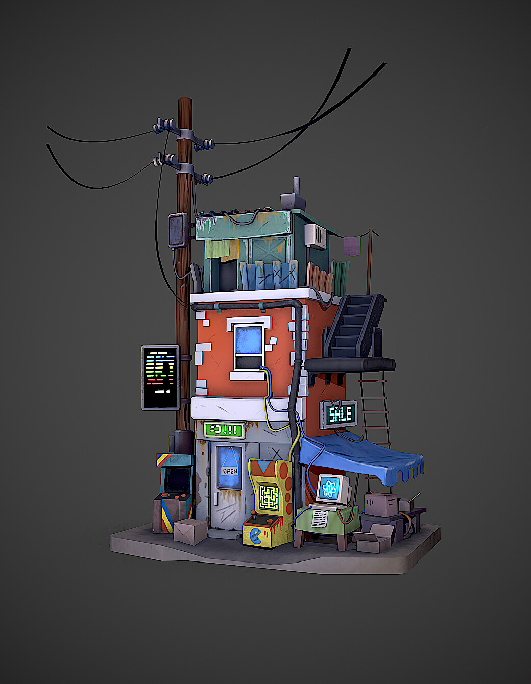 ArtStation - Retro postapp building