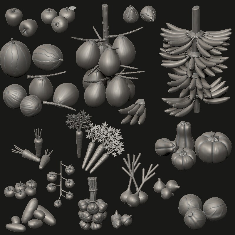 ArtStation - Stylized Sculpts of Fruits and Vegetables
