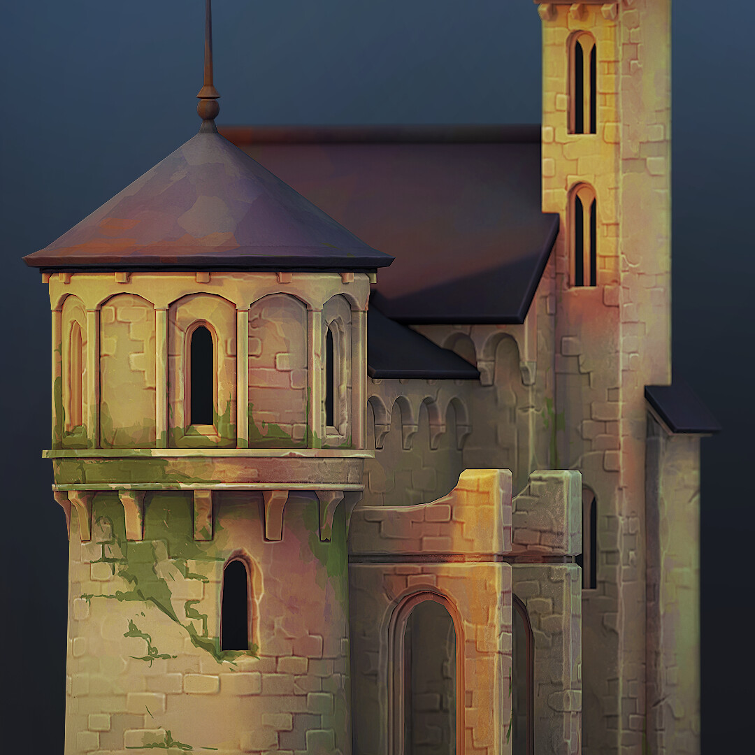 ArtStation - Handpaint Sunset Castle
