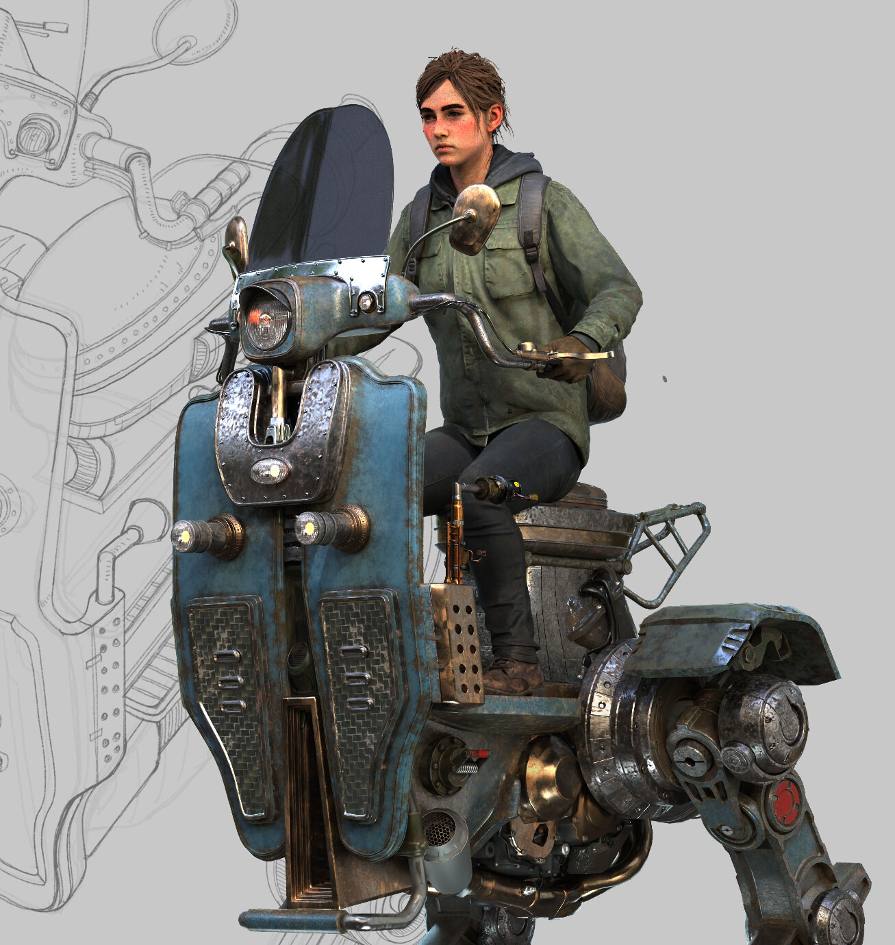 ArtStation - Blender work-small walking motorcycle