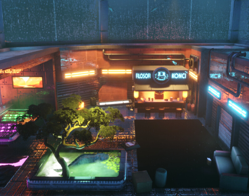 ArtStation - Futuristic Hangout Room (with Coffee Bar)