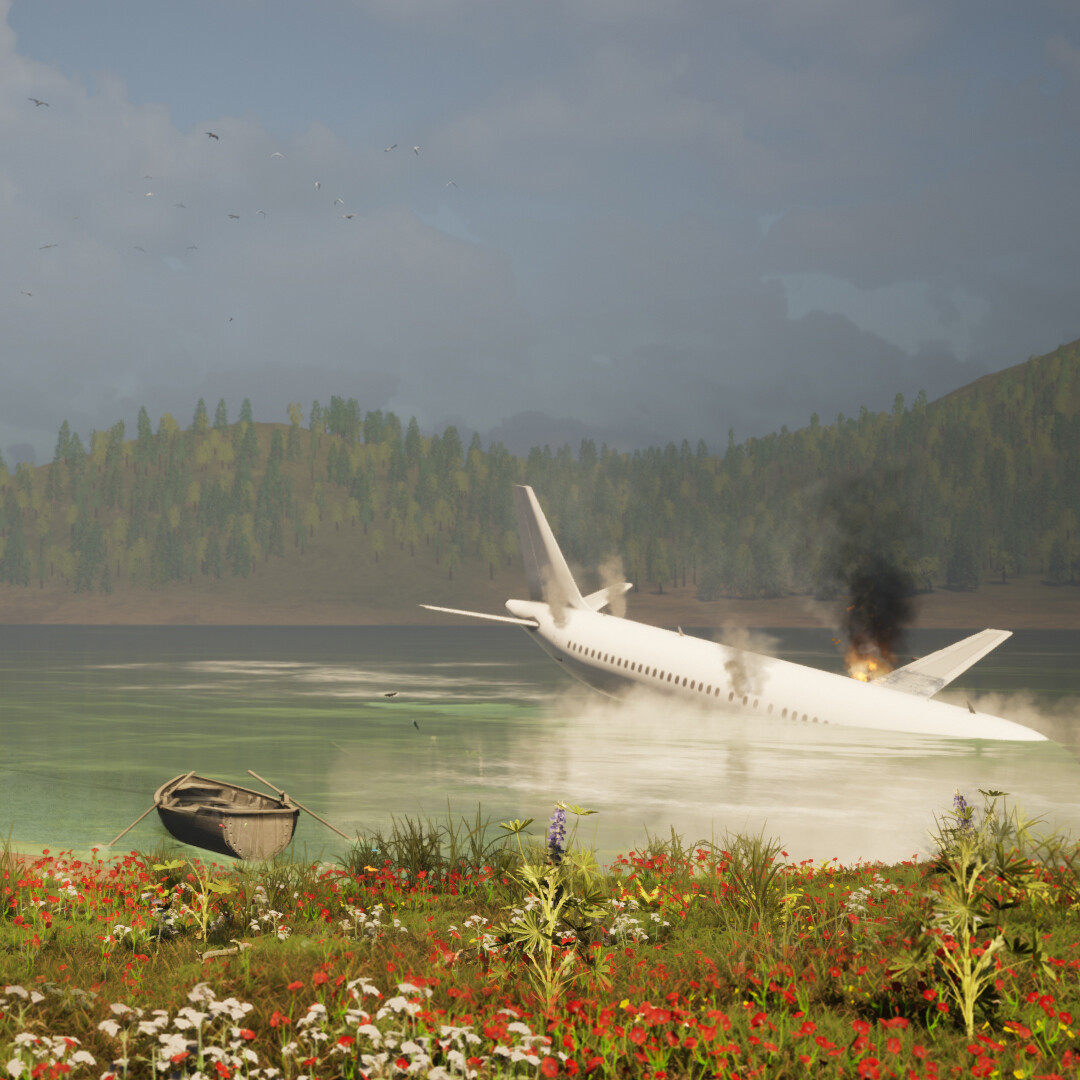 ArtStation - Airplane crash