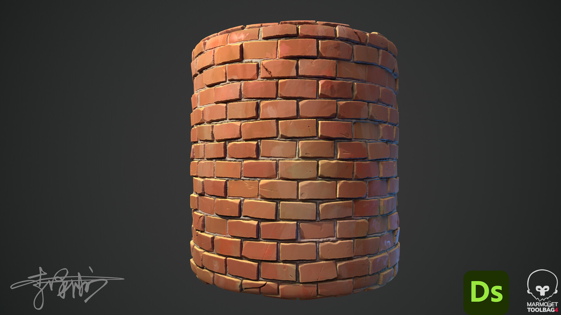 ArtStation - Stylized brick wall