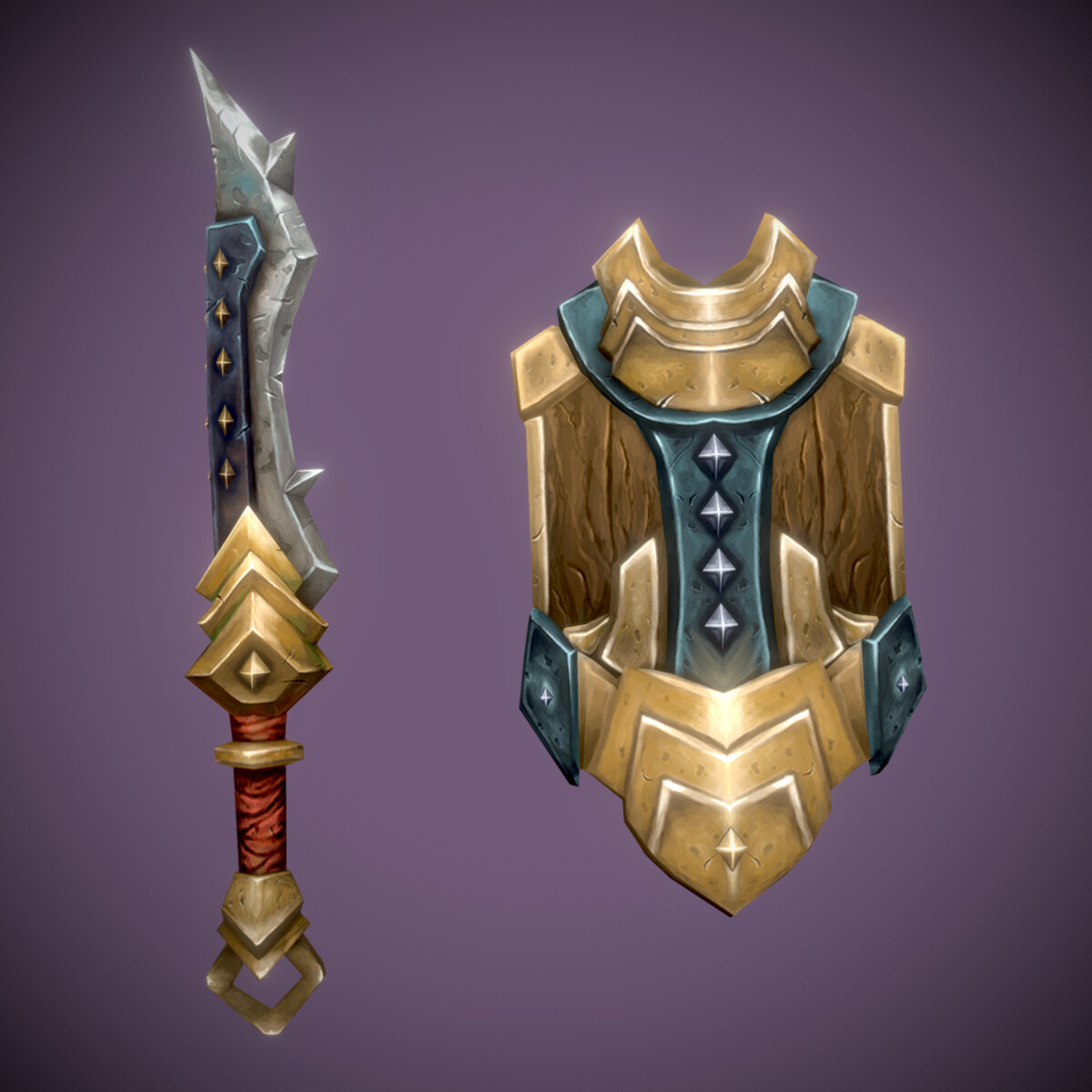 ArtStation - Sword and Shield Stylized Hand Painted Texturing Project