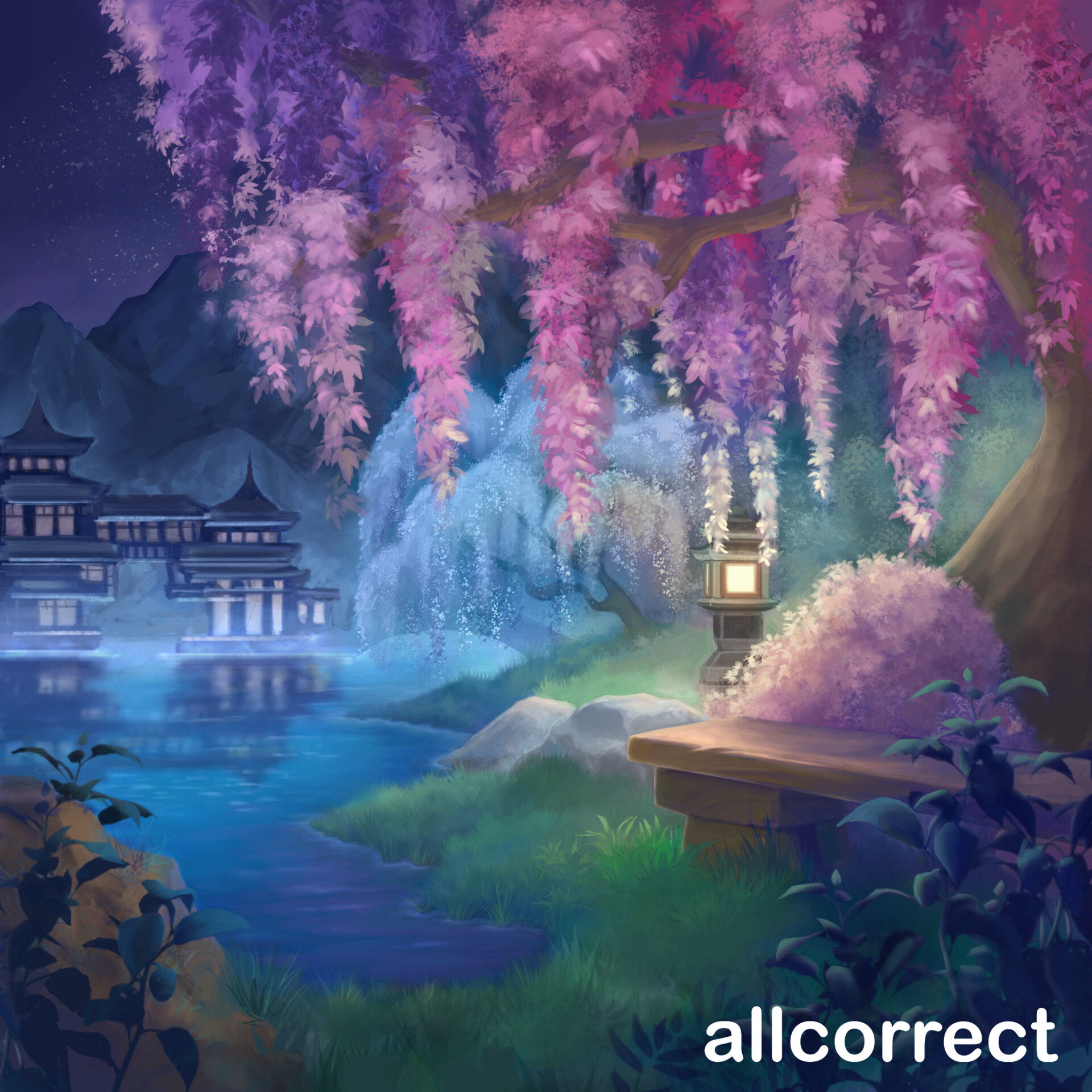 ArtStation - Sakura in the night concept art