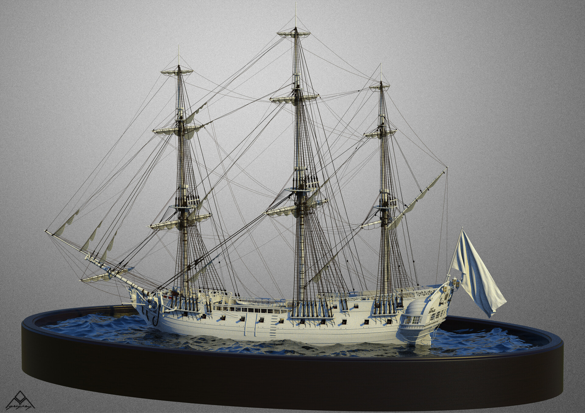 ArtStation - Frigate on ocean