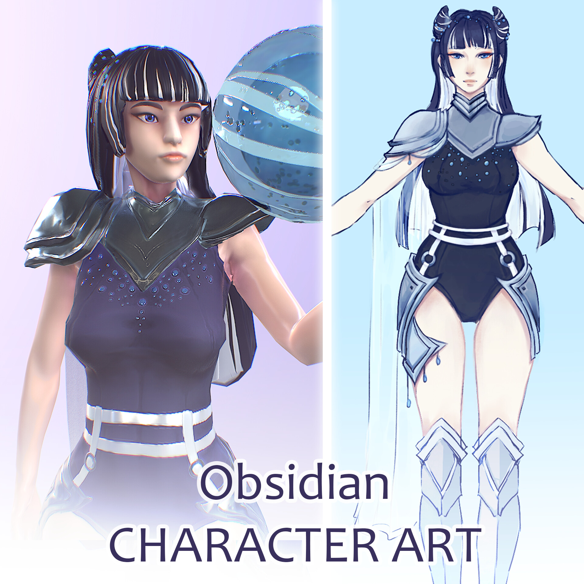 Reina H. - Obsidian - Game Character Art - Concept to finished 3D Model