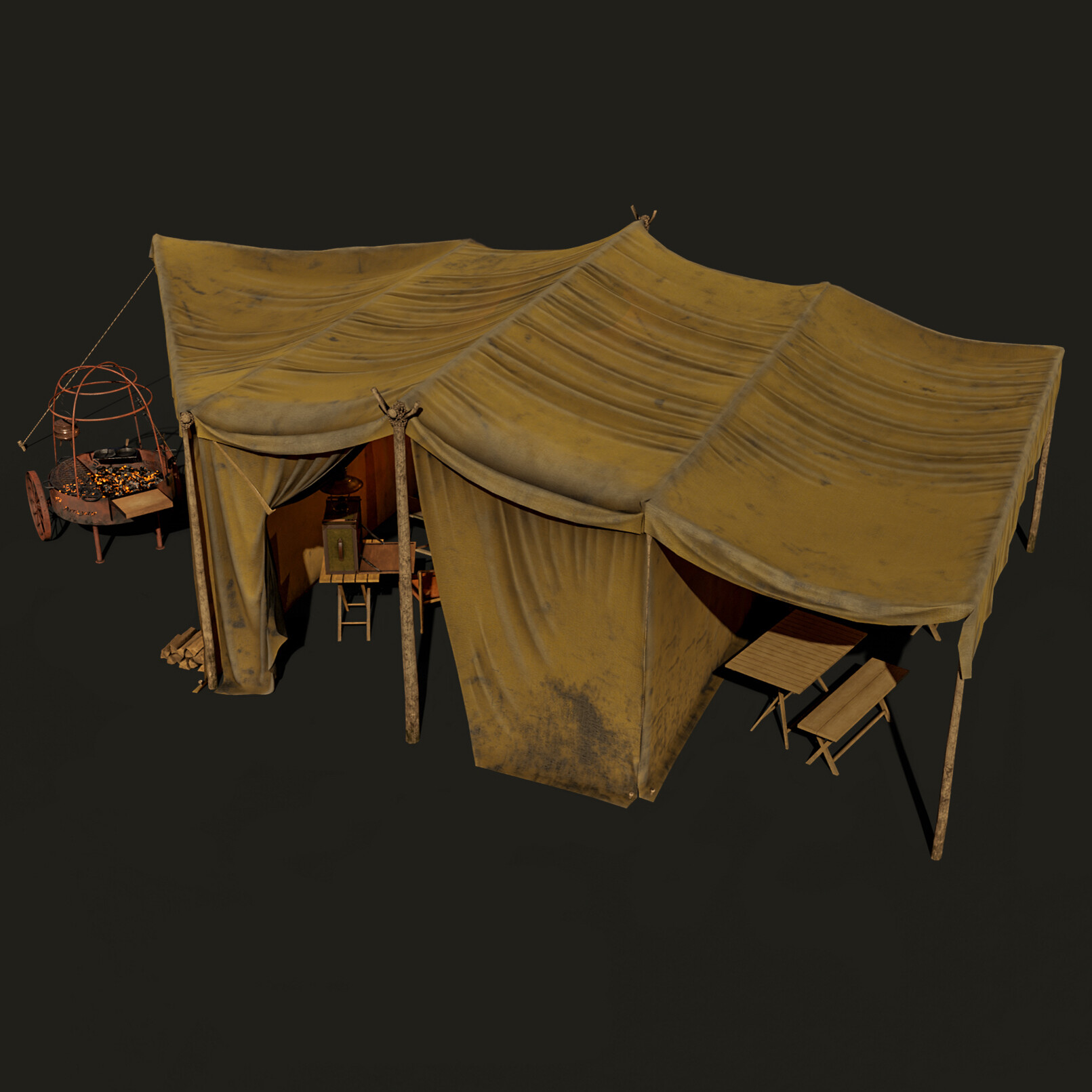 ArtStation - Camping tent with props