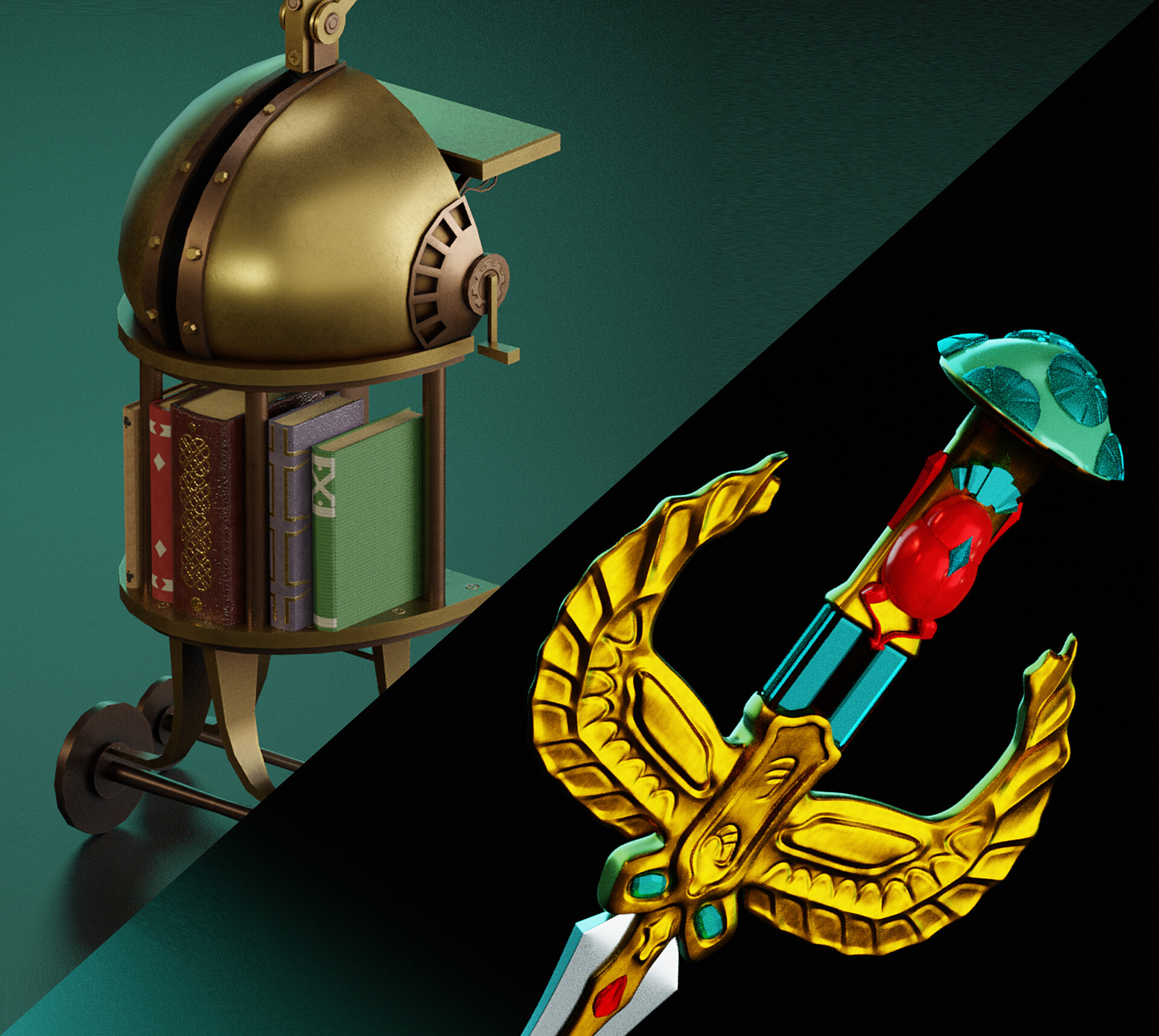 ArtStation - Book Robot + Ancient Dagger