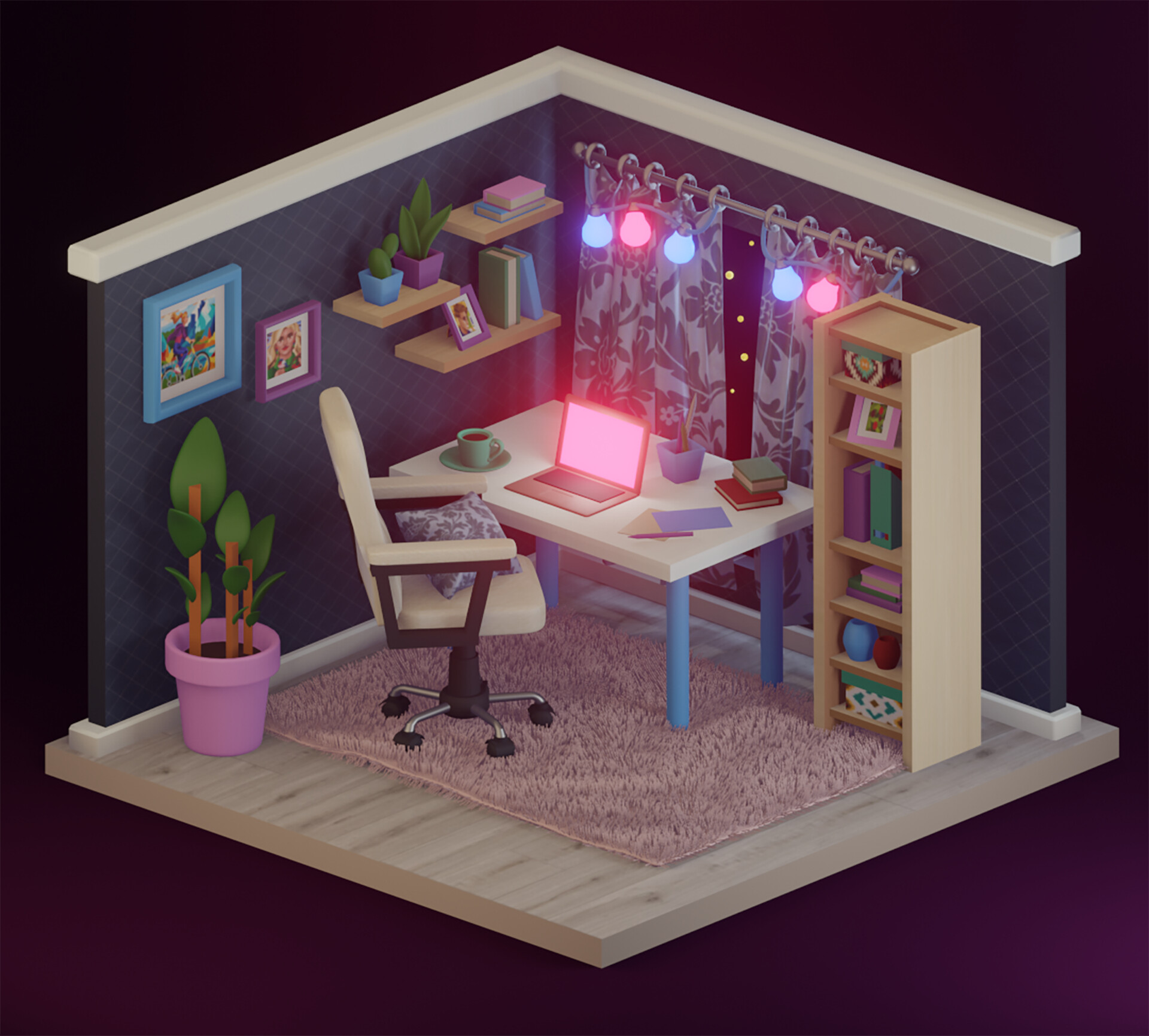ArtStation - 3d isometric workroom