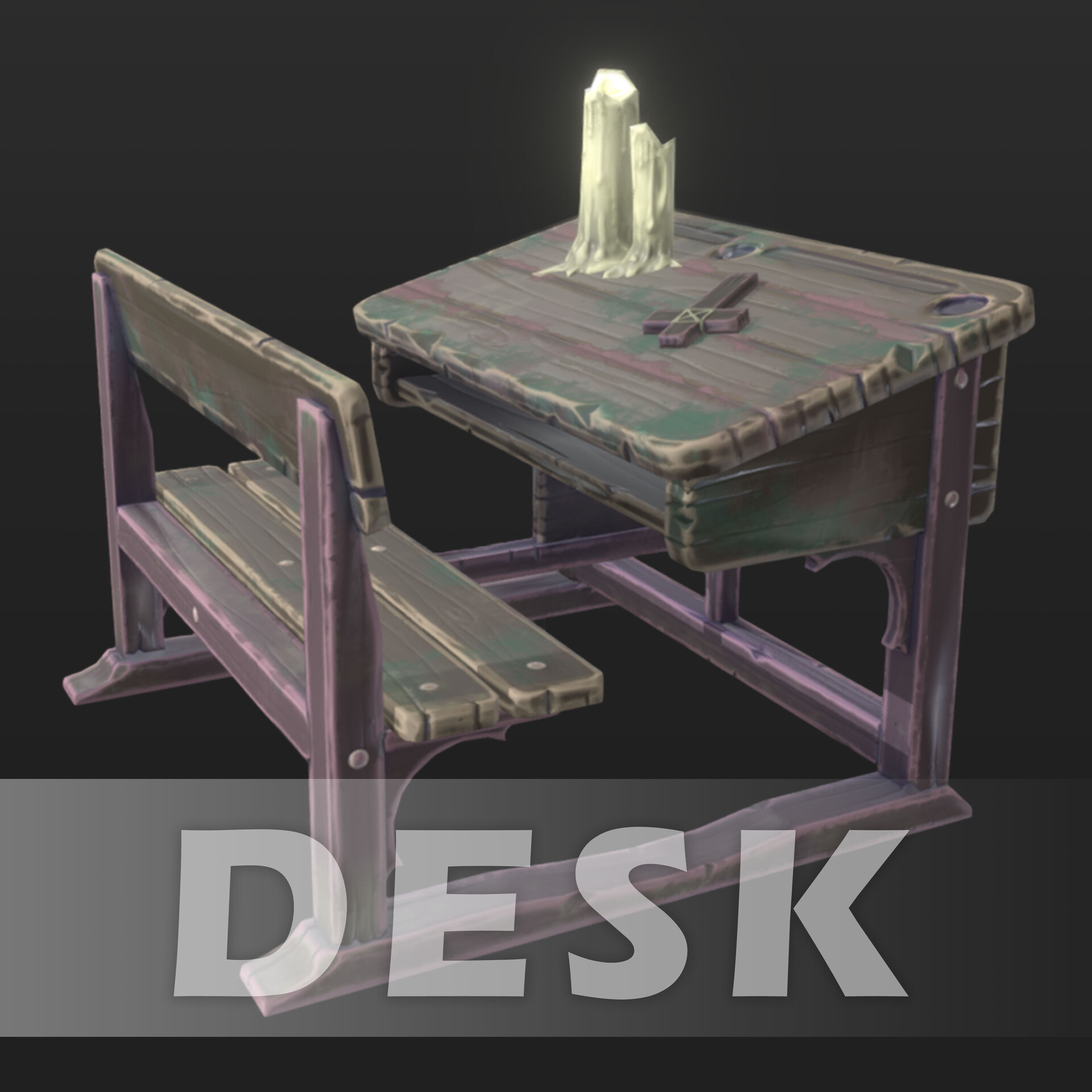 ArtStation - Stylized School Desk