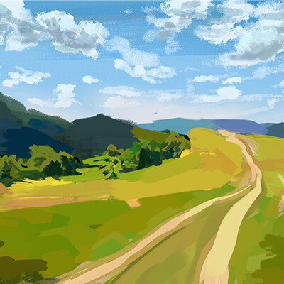 ArtStation - Landscape speedpaint, gentle hills