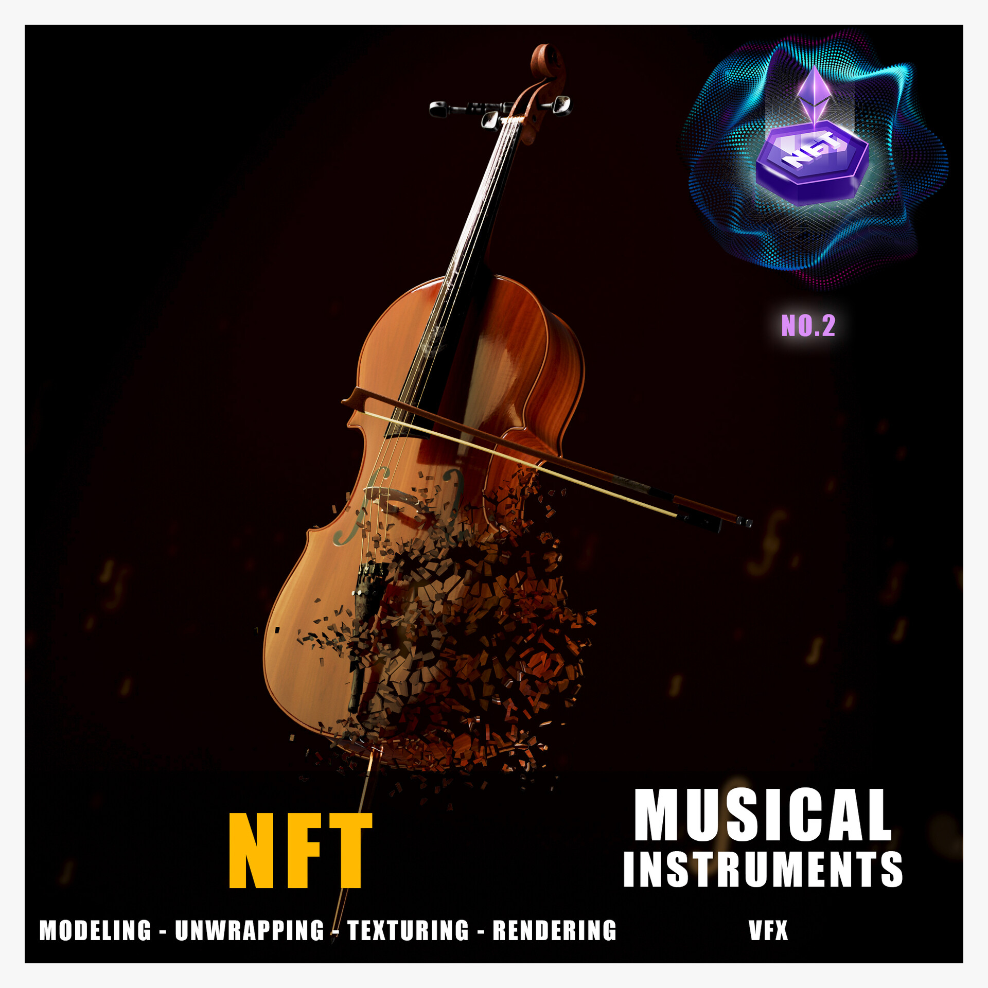 ArtStation - cello Musical instruments full detail low poly and high poly
