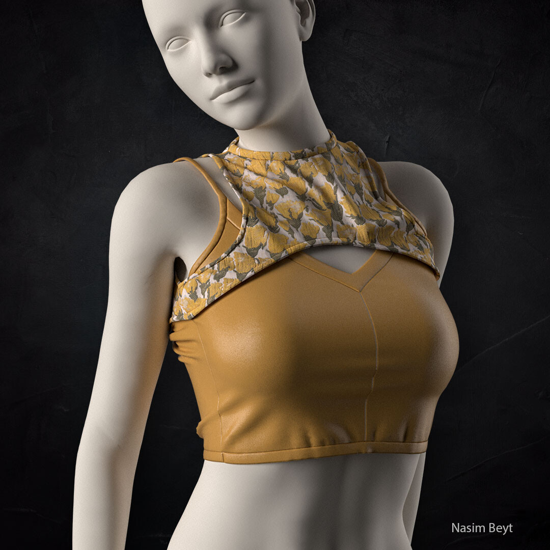 ArtStation - 3 Different Female Crop Top Sets (VOL 01) with Texture. CLO3D, MD PROJECTS+OBJ+FBX