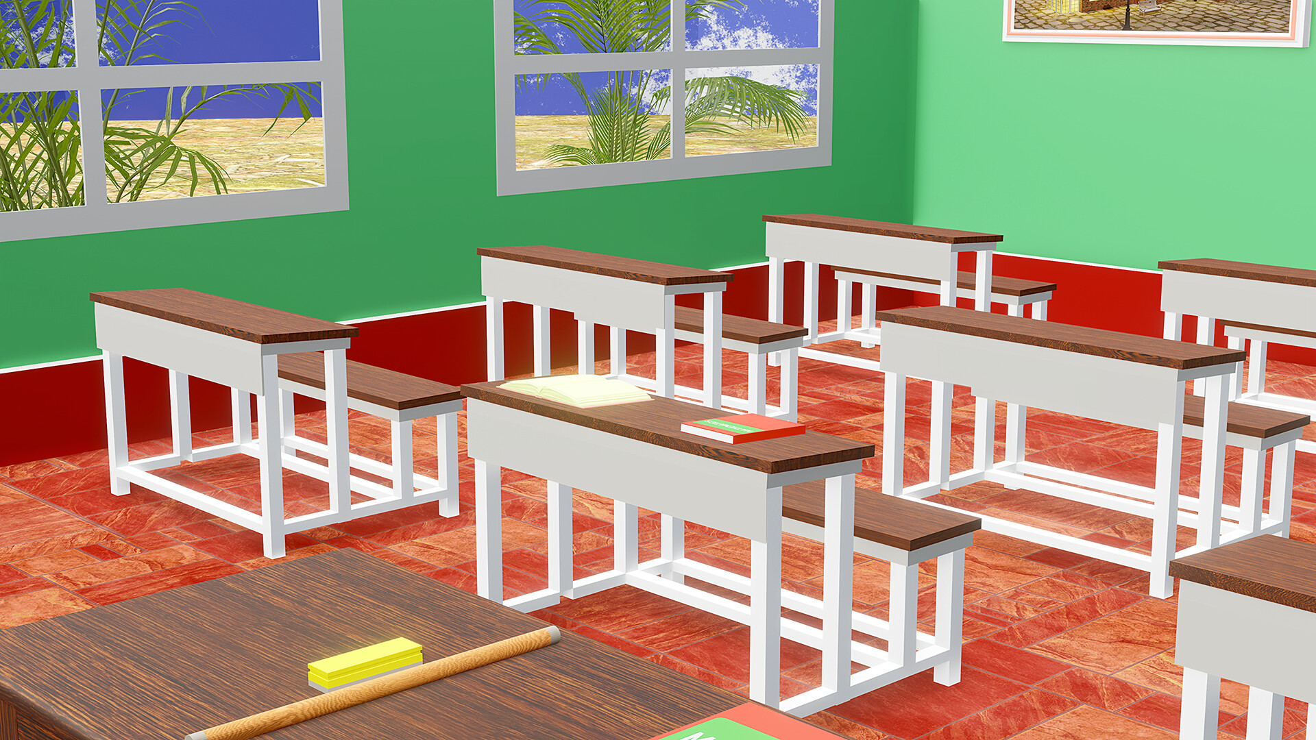 ArtStation - Classroom With Bench-Desk.