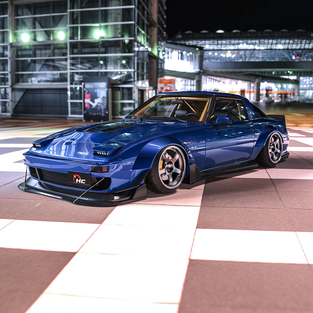 ArtStation - Mazda RX-7 Widebody Restomod