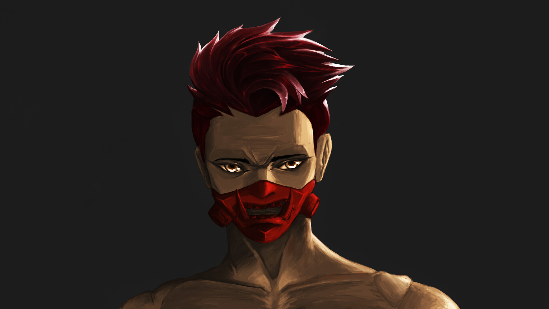 ArtStation - Man with oni mask