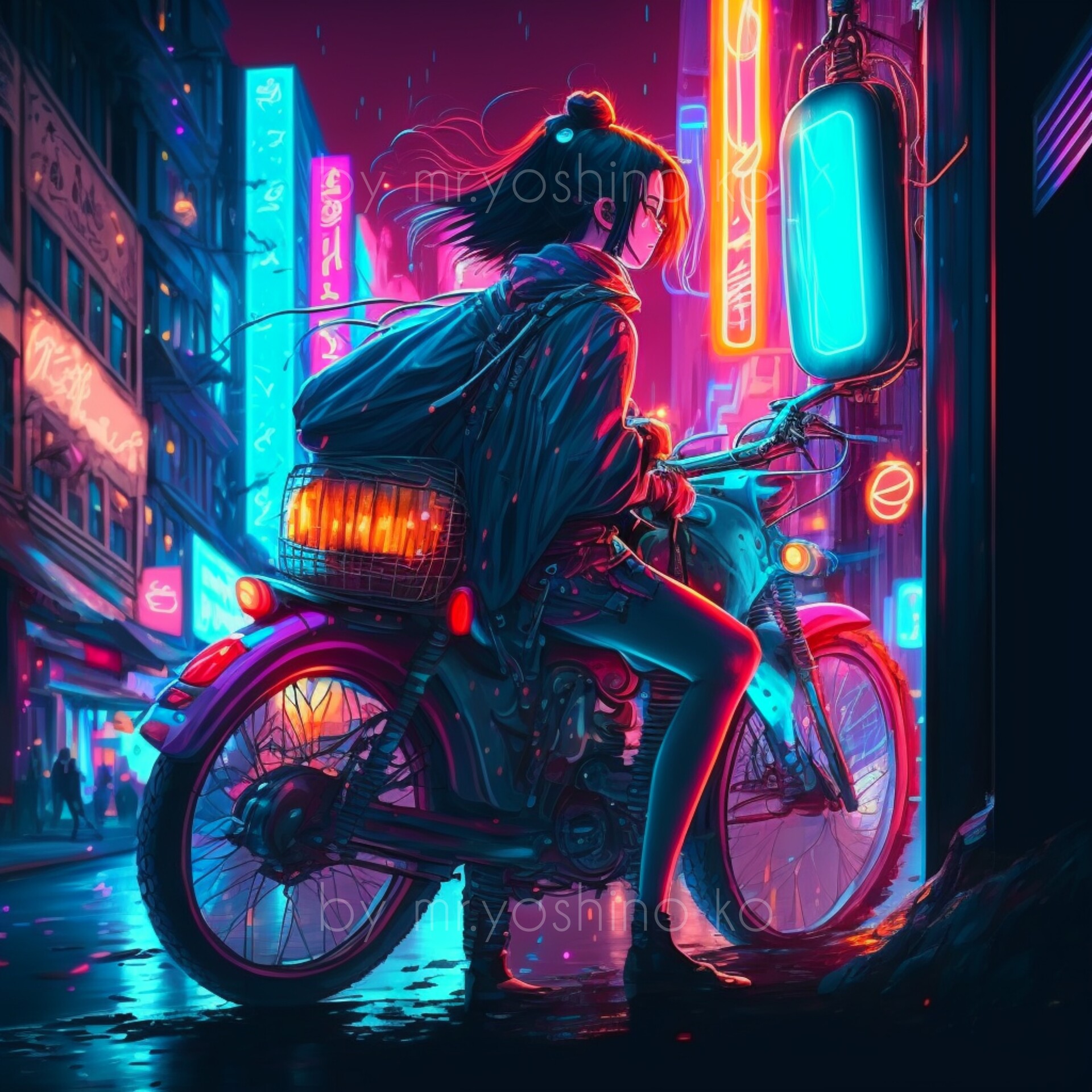 ArtStation - Japanese girl sitting on a bike
