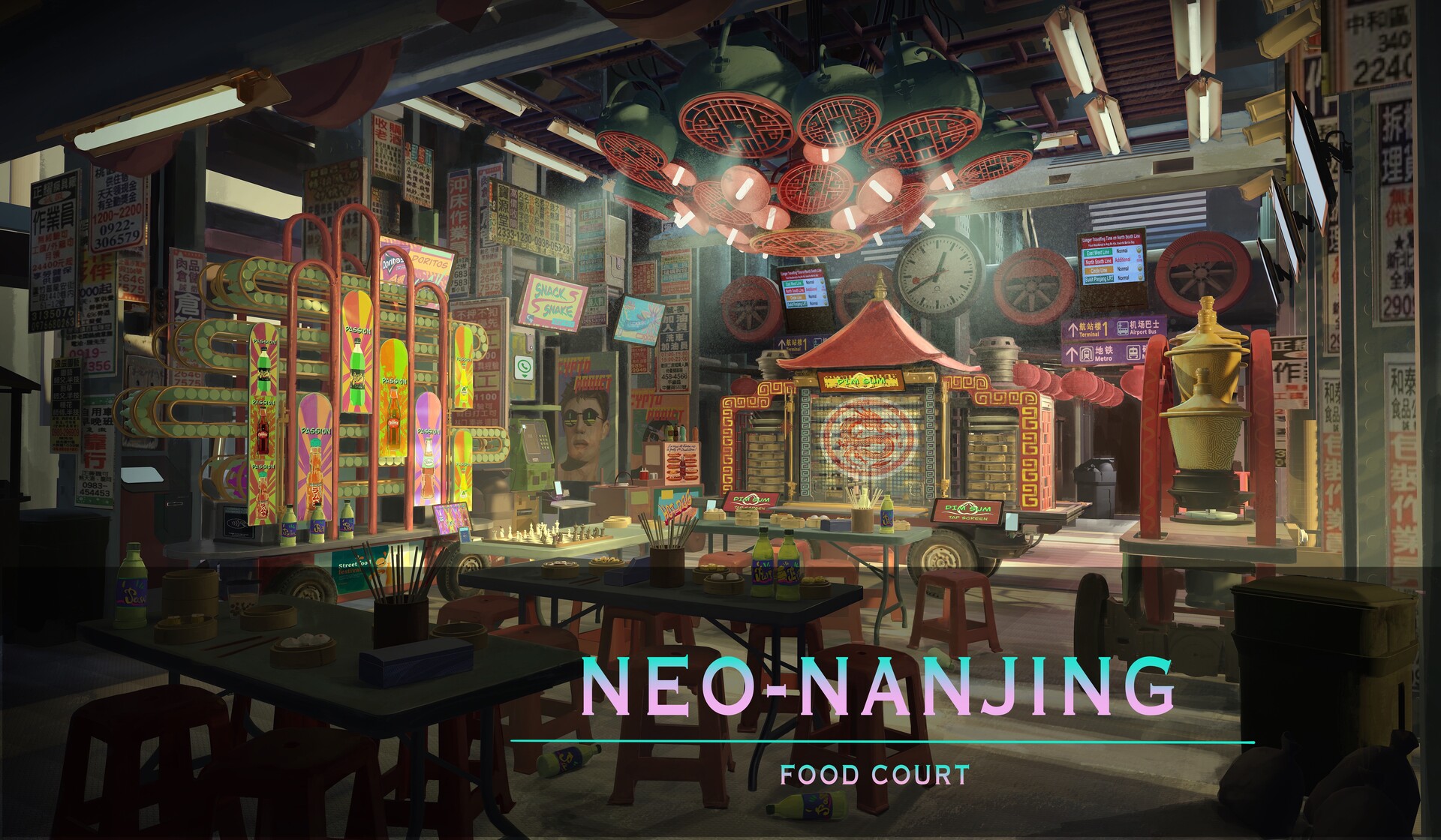 ArtStation - Neo-Nanjing food court