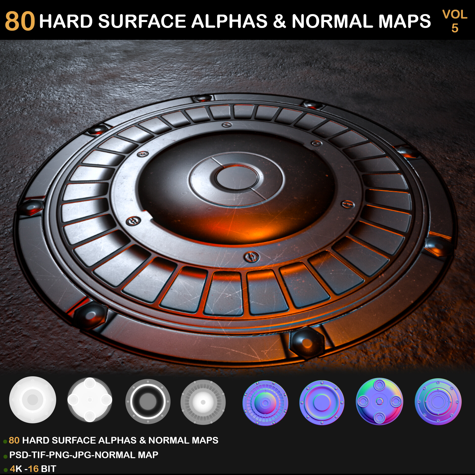 Naser kazemi - 80 HARD SURFACE ALPHAS & NORMAL MAPS-VOL 5