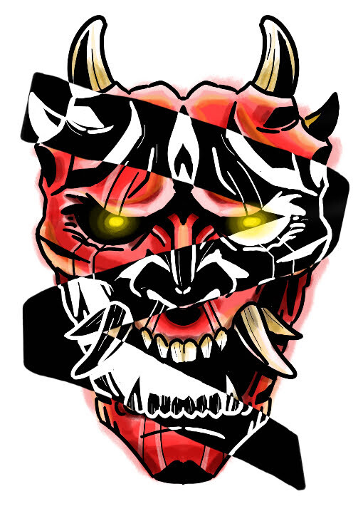 ArtStation - Original Kabuki Mask Tattoo Design