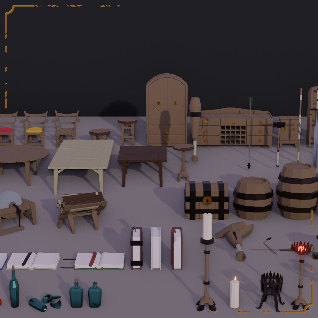 ArtStation - Some low poly dungeon props