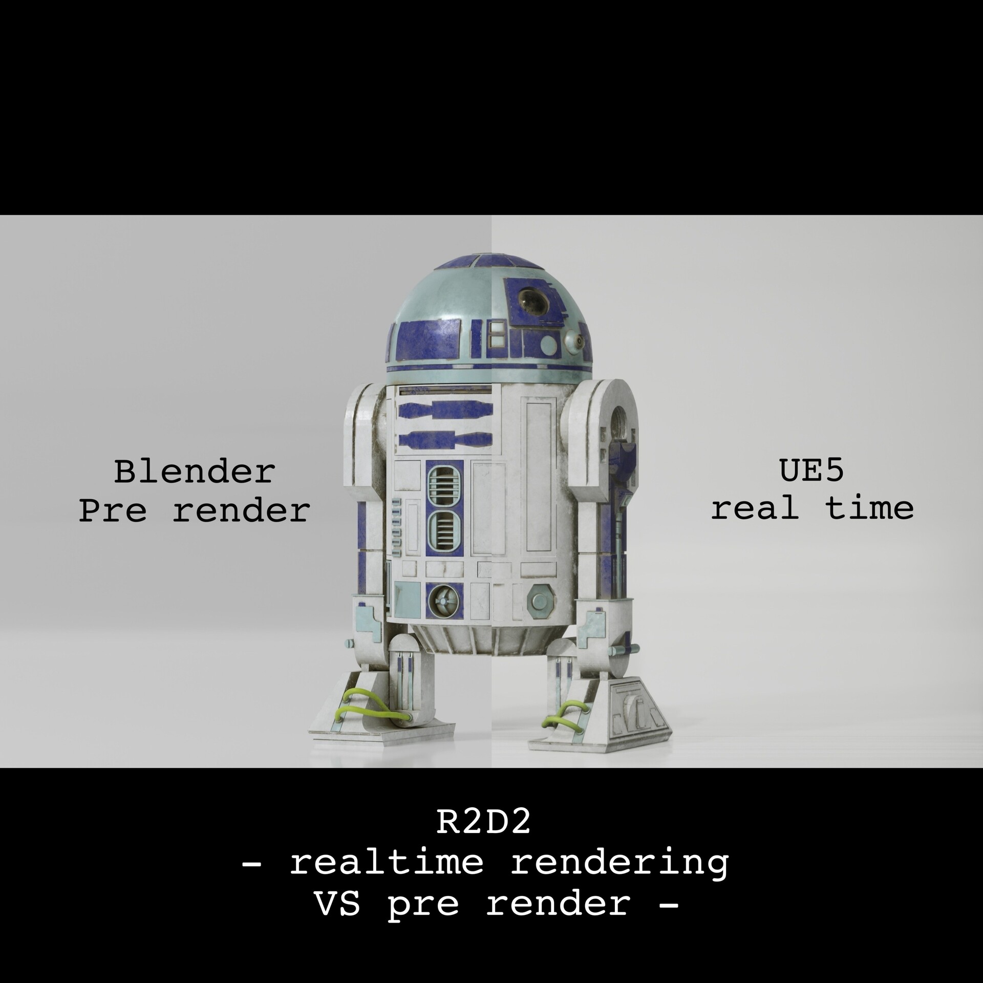 ArtStation - R2D2 - real time rendering VS pre render