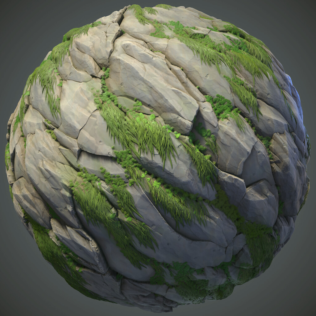 ArtStation - Stylized Rock Grassy Tile