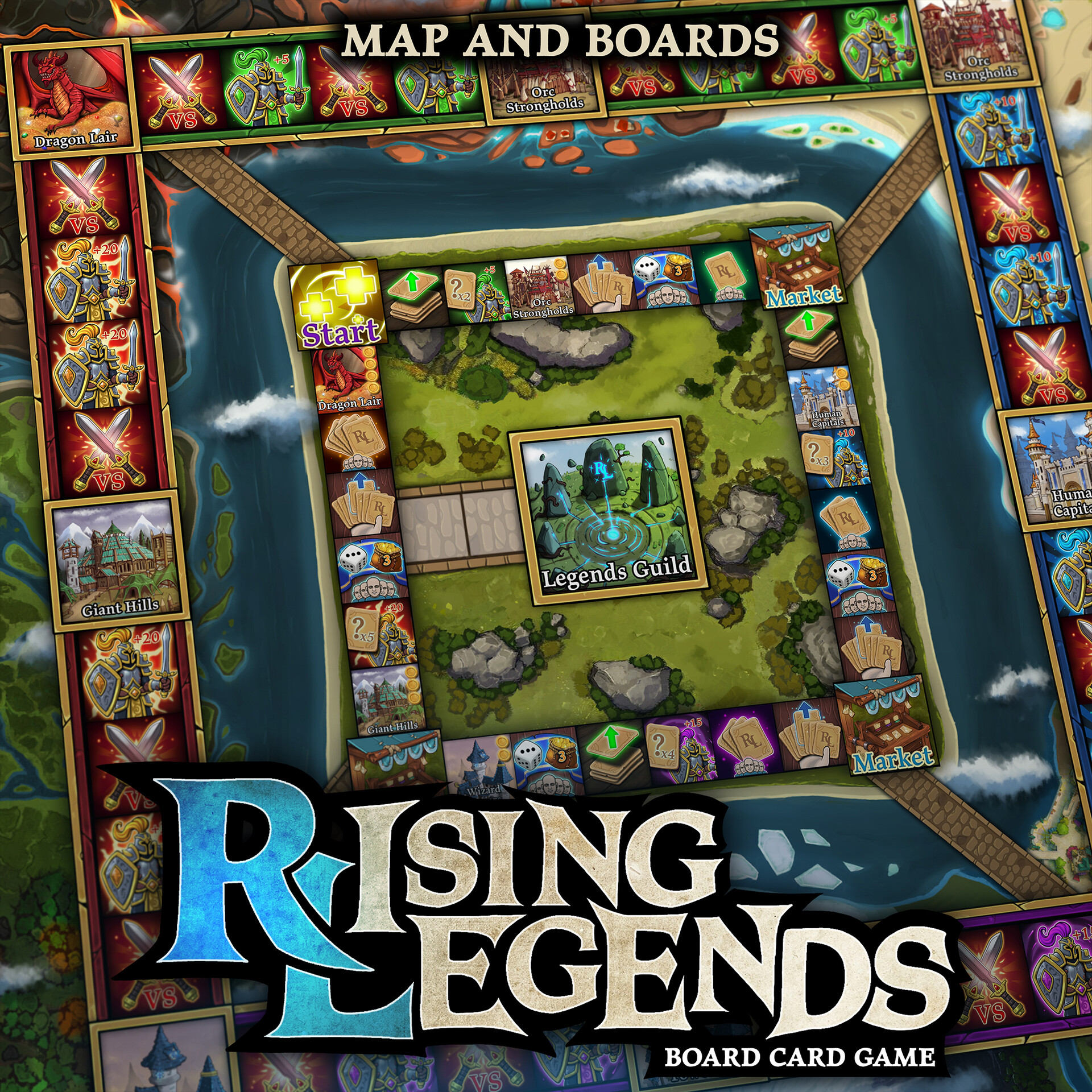ArtStation - Project: RIsing Legends - Board Card Game (playing map ...